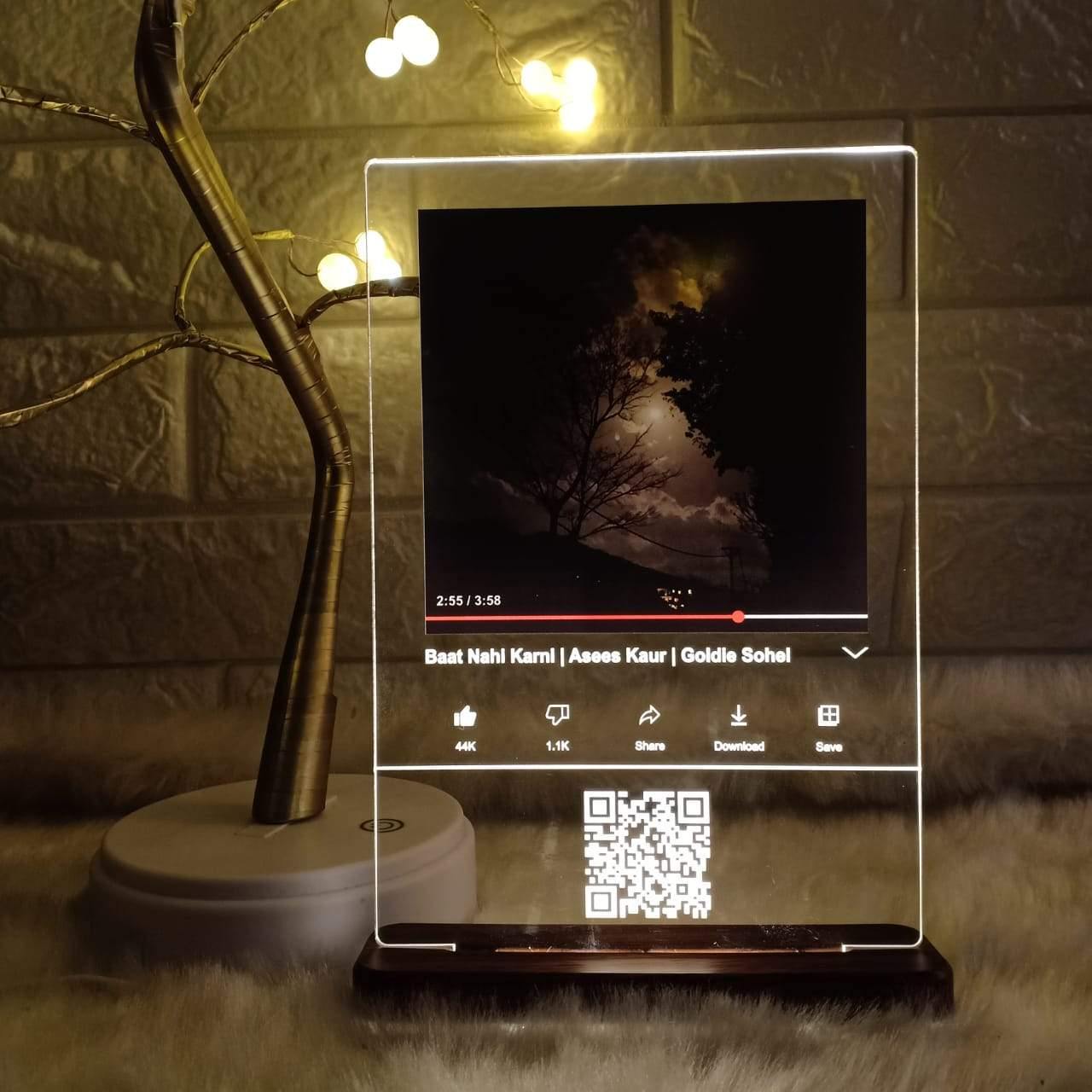 YouTube LED Plaque -Black Led Stand ( Prepaid orders only)